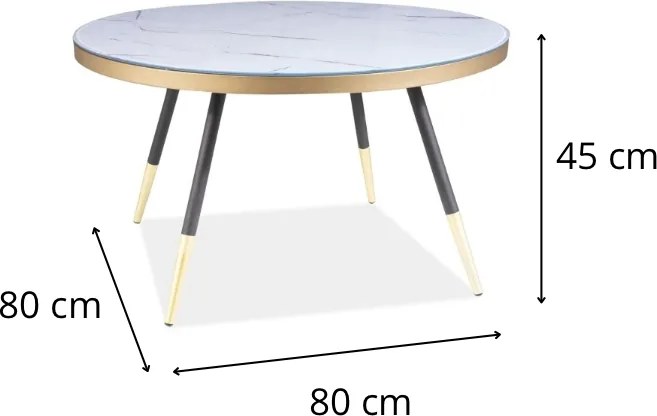 Konferenční stolek Vegas 80 cm bílý mramor/černý