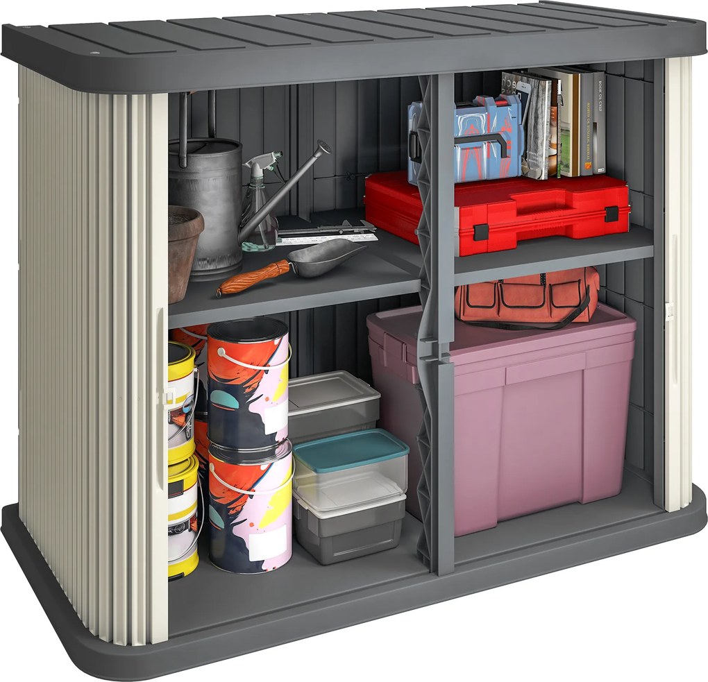 Outsunny Zahradní úložný box 480 l s posuvnými dveřmi