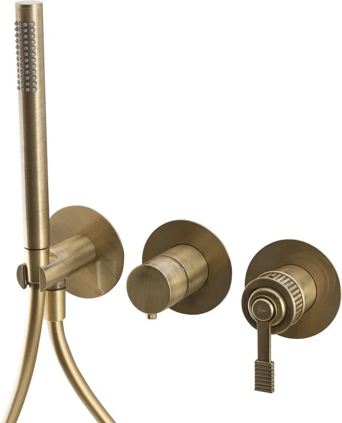 Sapho Sapho, VERSI podomítková sprchová/vanová baterie, ruční sprcha, 2 výstupy, bronz, RV052/18