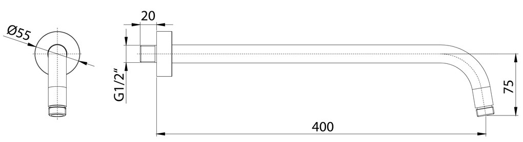Sapho Sprchové ramínko kulaté 400 mm zlato mat BR519