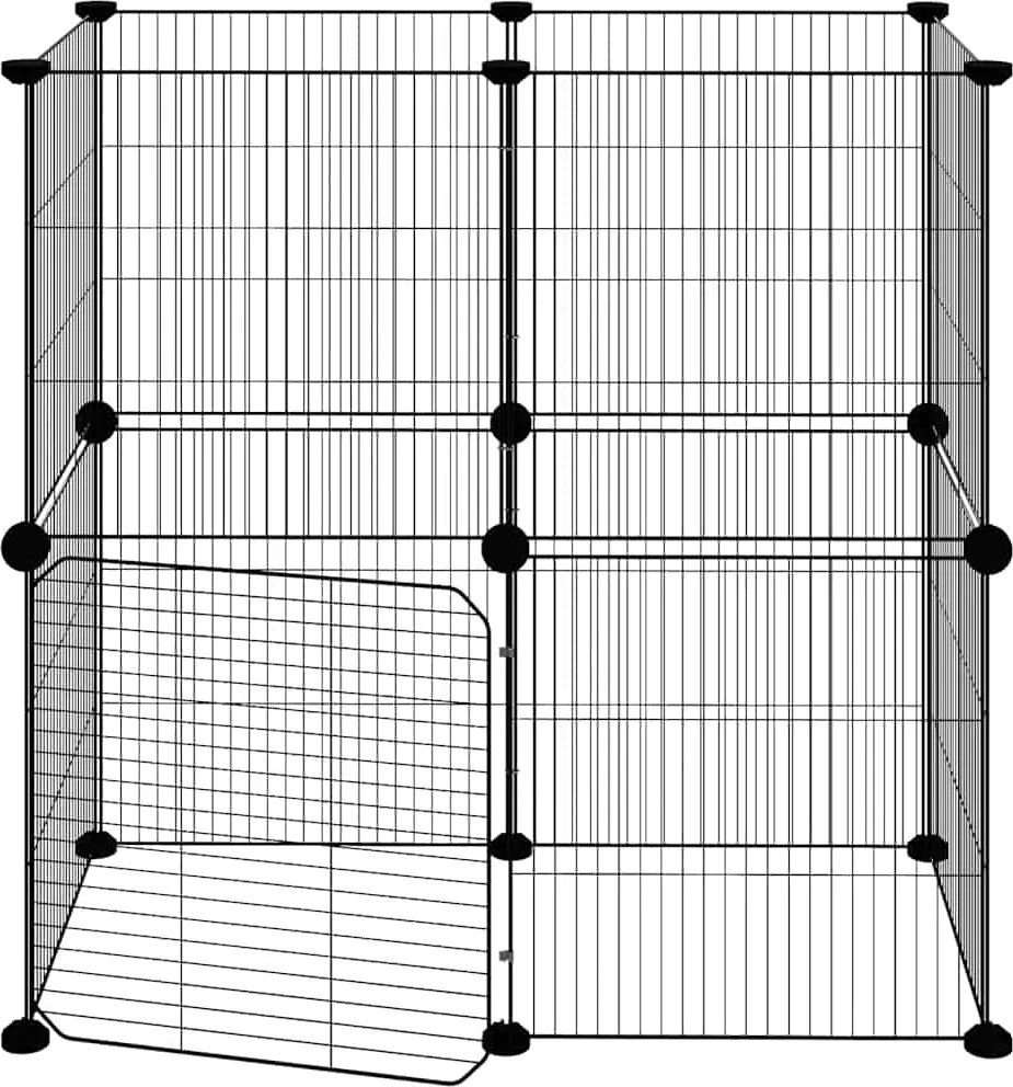 12panelová ohrádka pro zvířata s dvířky černá 70 x 35 x 70 cm ocel 3114036