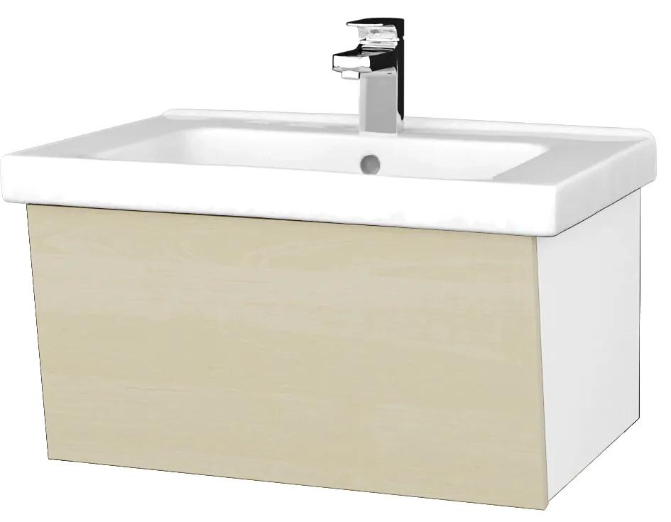Dřevojas Koupelnová skříň INVENCE SZZ 65 (umyvadlo Harmonia) Varianta: L01 Bílá vysoký lesk / D01 Beton