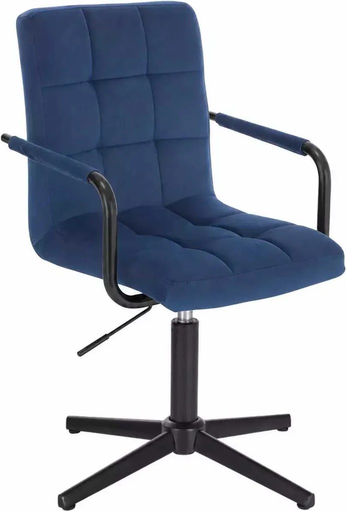 LuxuryForm DESIGN Otočná židle VERONA BLACK VELUR na černém kříži - modrá