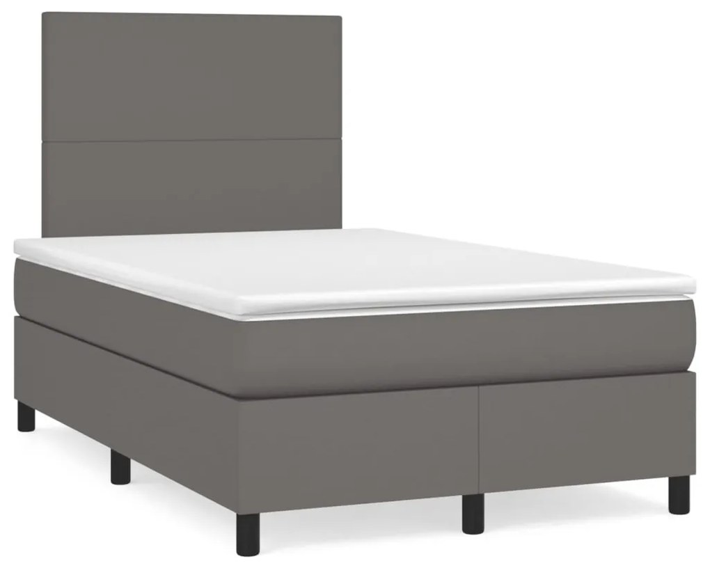 Box spring postel s matrací a LED šedá 120 x 190 cm umělá kůže