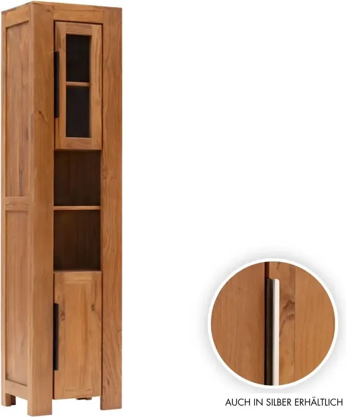 furniture-nabytek.cz - Vysoká skříňka Osvaro - Černé kovové úchytky