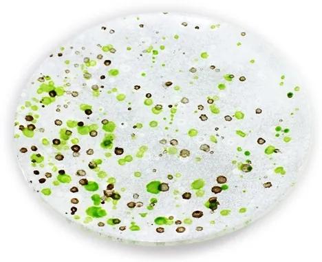 BDK-GLASS Kulatý skleněný mělký talíř COUNTRY - do zelena Průměr: 28cm