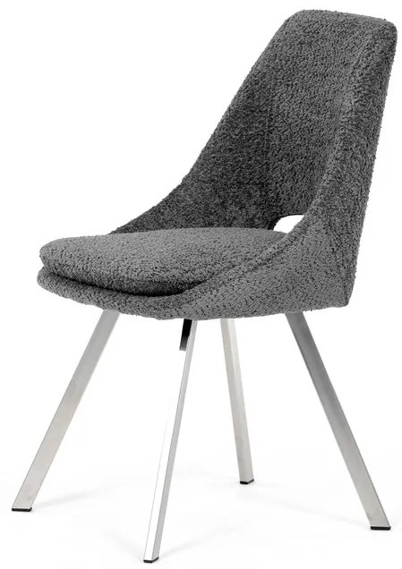 Autronic Elegantní šedá jídelní židle RINA s broušenými kovovými nohami (vzorek z prodejny)