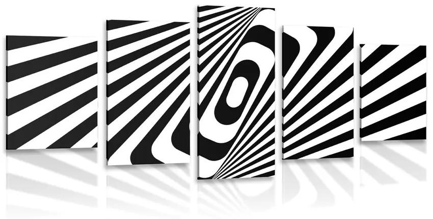 5-dílný obraz černobílá iluze Varianta: 200x100