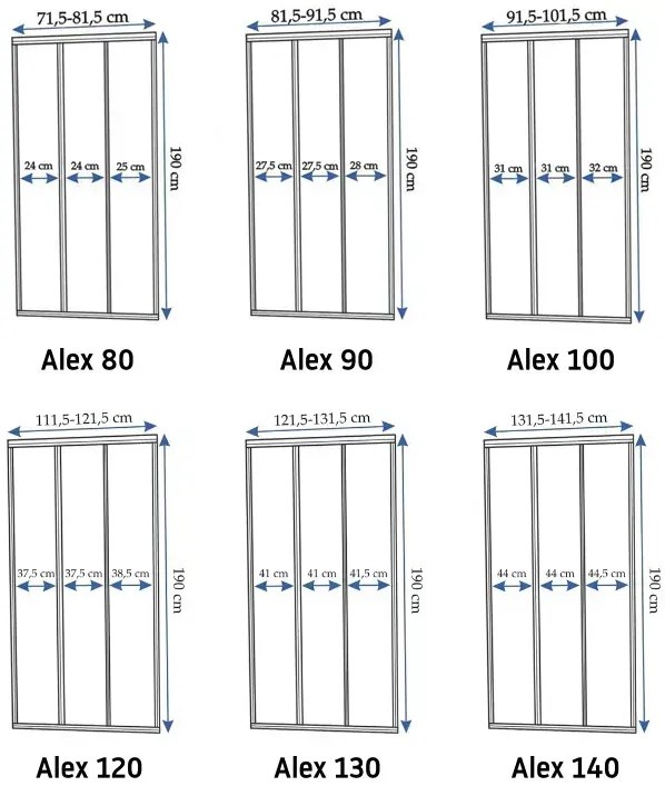 Rea Alex, 3-dílné sprchové posuvné dveře 120x190 cm, zlatá matná, REA-K2501