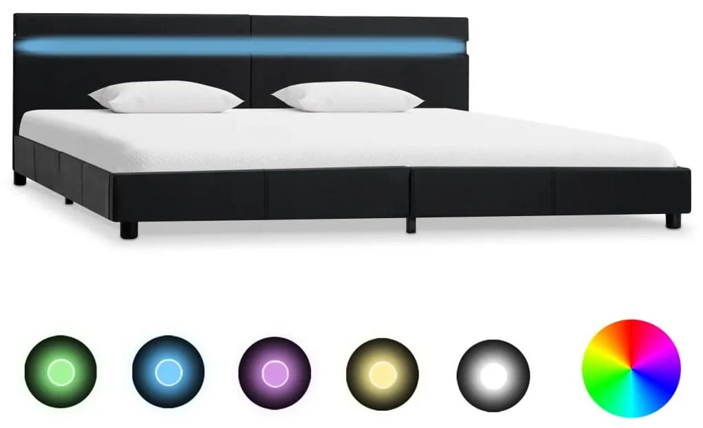 284797 vidaXL Rám postele s LED světlem černý umělá kůže 180 x 200 cm