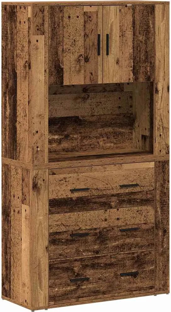 Vysoký bufet Staré dřevo 80 x 33 x 150 cm Kompozitní dřevo 3334343