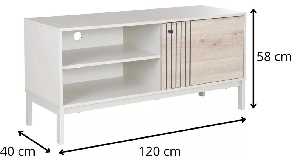 TV stolek Frost 120 cm krémový/alpský dub