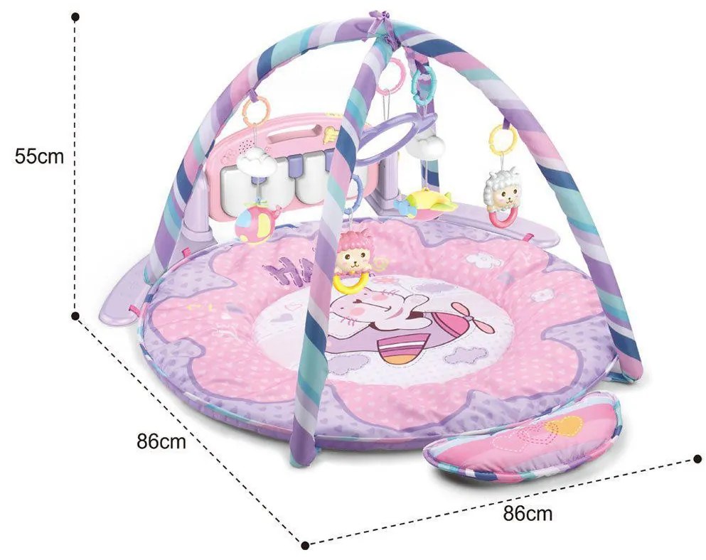 BABY MIX Hrací deka s piánkem Baby Mix letadlo růžová
