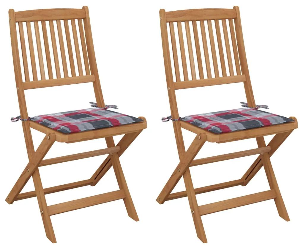 3064657 vidaXL Skládací zahradní židle s poduškami 2 ks masivní akáciové dřevo