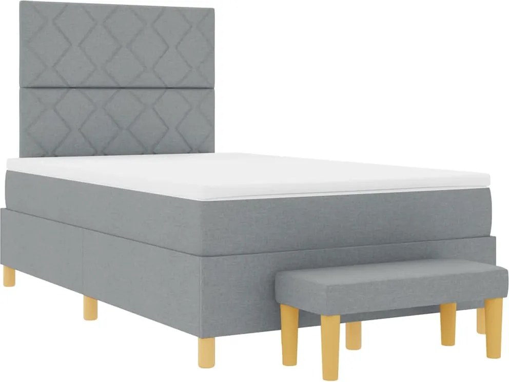 Postel s boxspringem s čelo Světle šedá 190 x 120 cm textil 3344359