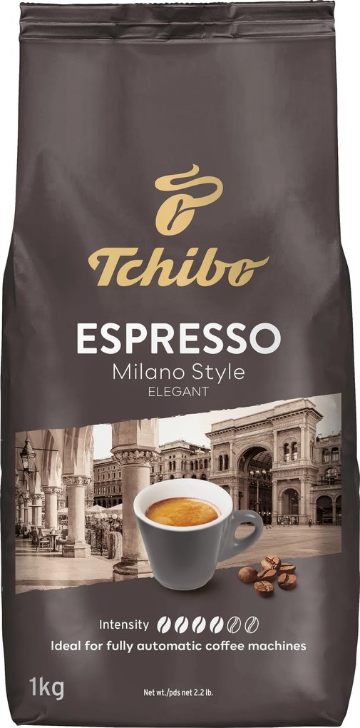 Tchibo Espresso Milano Style - 1 kg x 8 zrnkové kávy - Intenzita: 4/6