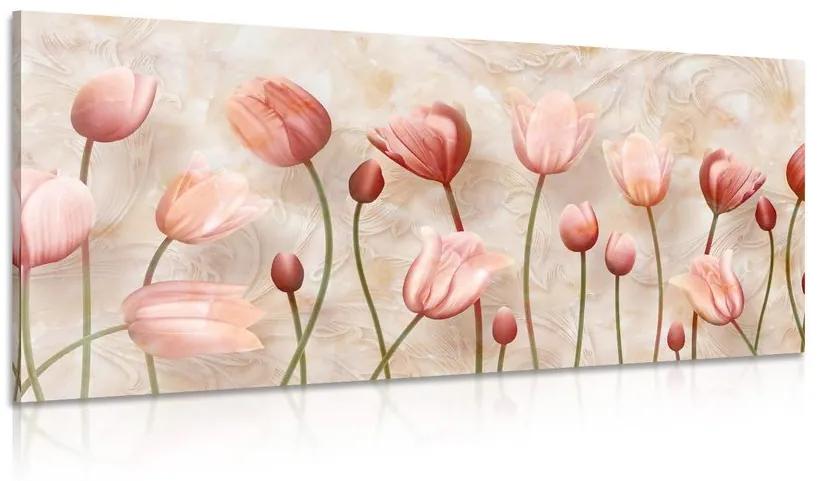 Obraz starorůžové tulipány Varianta: 100x50