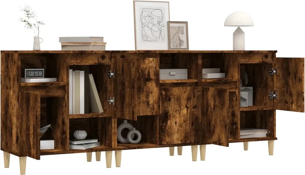 Příborníky 3 ks kouřový dub 60 x 35 x 70 cm kompozitní dřevo 3185740