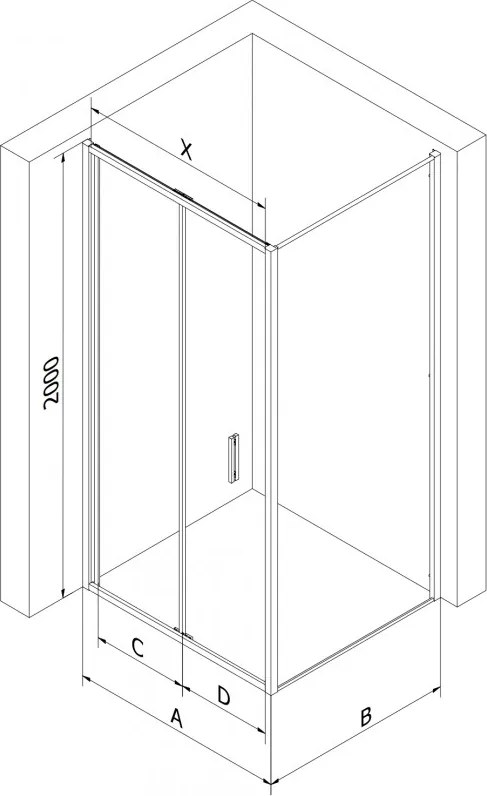 Mexen Exo, skládací sprchová kabina, dveře 110 cm + boční stěna 110 cm, transparentní sklo, černá, 816-110-110-70-00
