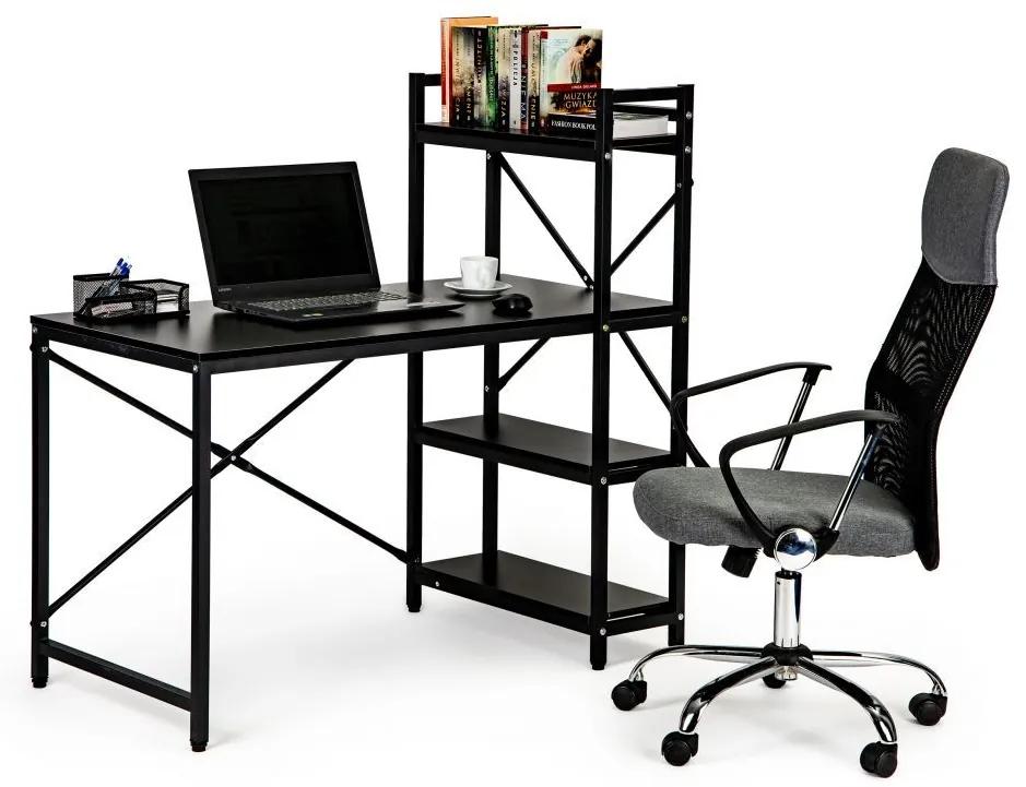 ModernHome Kancelářský psací stůl s regálem - černý, HG-04 BLACK