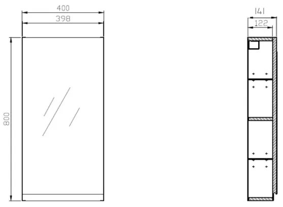 Cersanit S590-030 - Zrcadlová koupelnová skříňka MODUO 80x40 cm