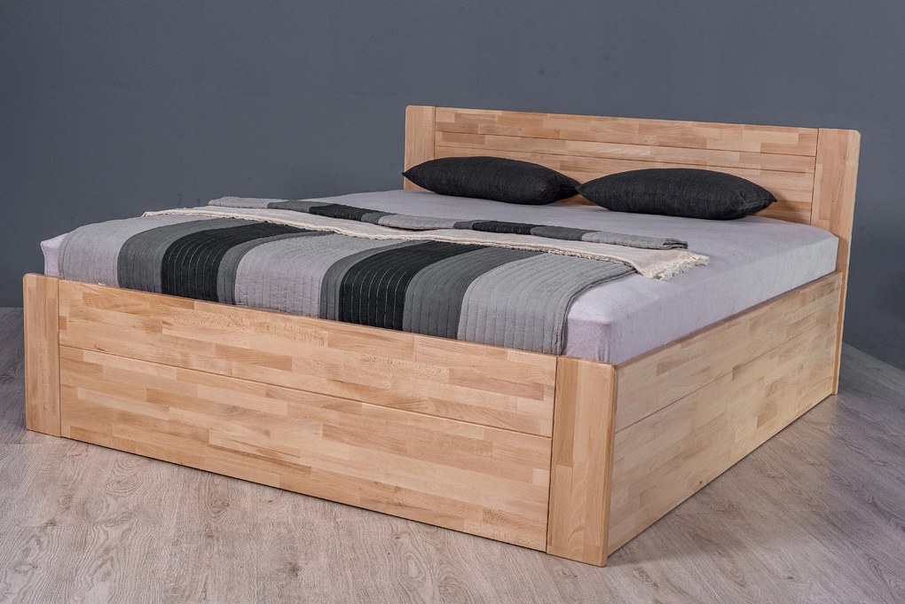 Solwo Design Postel ALEXIA BOX (BUK, DUB) Materiál: Buk cink, Povrchová úprava: Přírodní provedení, Specifikace: 120x200