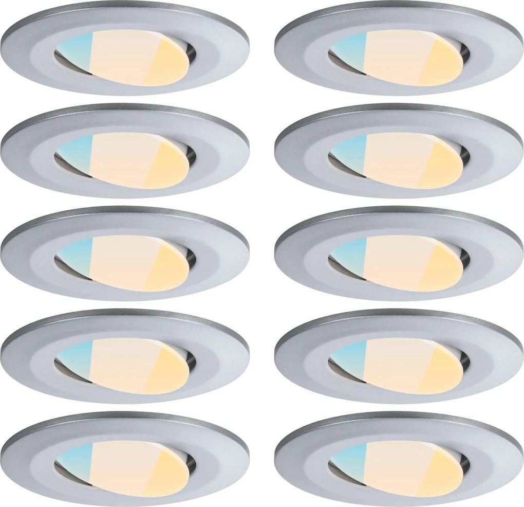 P 98199 LED vestavné svítidlo Calla 10ks sada IP65 kruhové 90mm 30° 10x5W 230V CCT matný chrom - PAULMANN