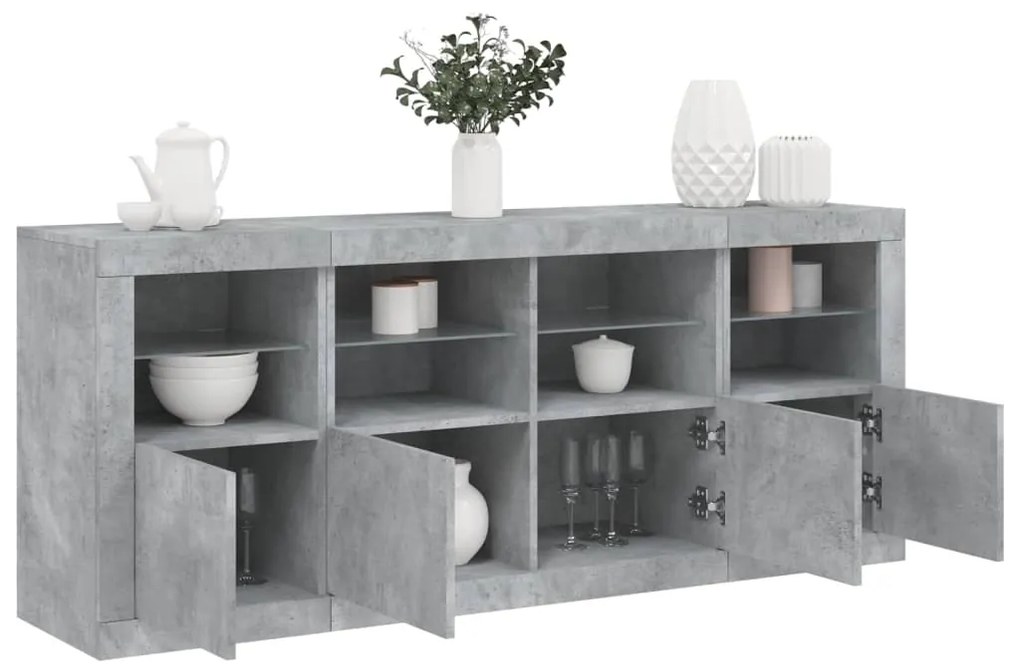 Příborník s LED osvětlením betonově šedý 163 x 37 x 67 cm 3209075