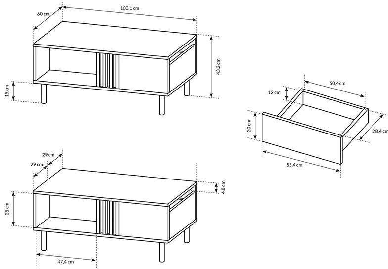 Obývací stěna MADIS | sestava A | 4 díly |  artisan/antracit