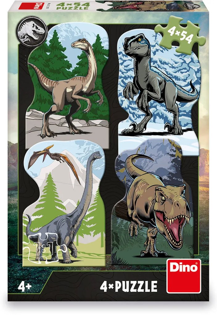 DINO Puzzle Jurský svět 4x54 dílků 13x19cm skládačka dn333291