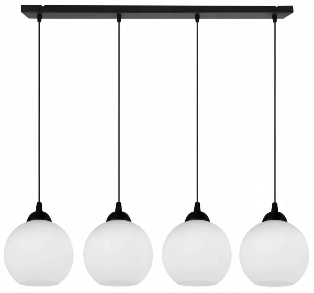 Light for home - Závěsné svítidlo na liště se čtyřmi bílými stínidly  ELIZA 1987/4/70L, 4x60W, E27, Černá