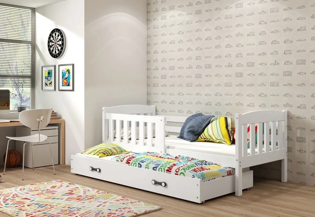 Expedo Dětská postel FLORENT P2 + matrace + rošt ZDARMA, 90x200, bílý, bílá