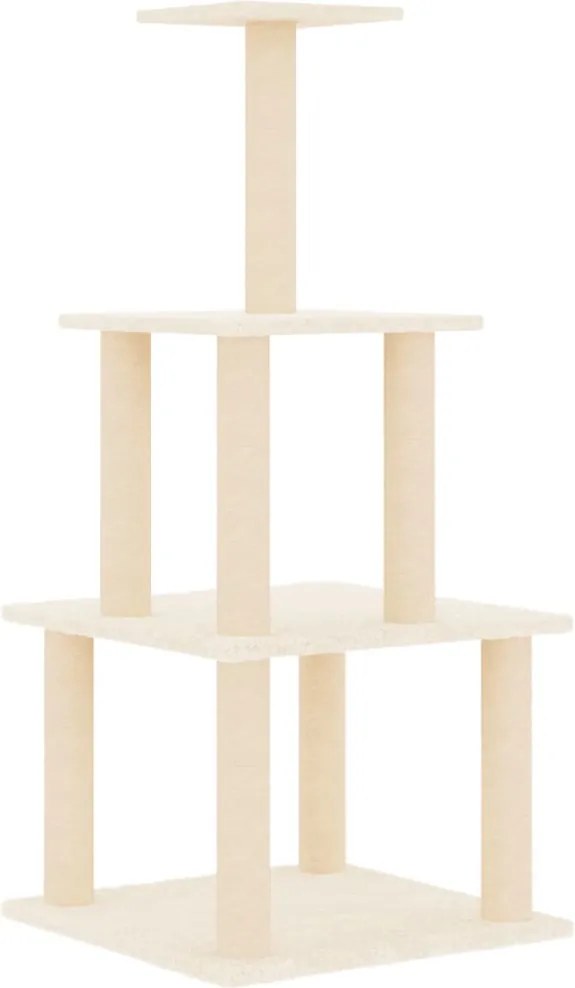 Škrabadlo pro kočky se sisalovými sloupky krémové 111 cm 171732