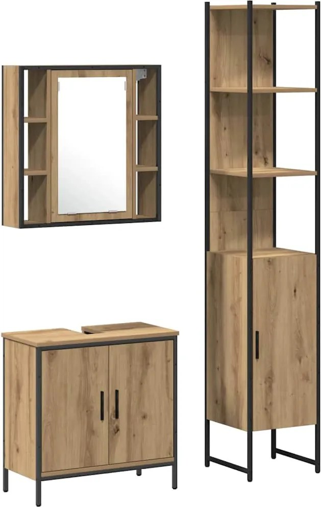 Koupelnové umyvadlové jednotky 3 ks Hnědá 33 x 33 x 185,5 cm 3334384