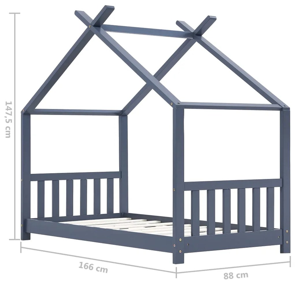 Rám dětské postele šedý masivní borovice 80 x 160 cm - Default Title