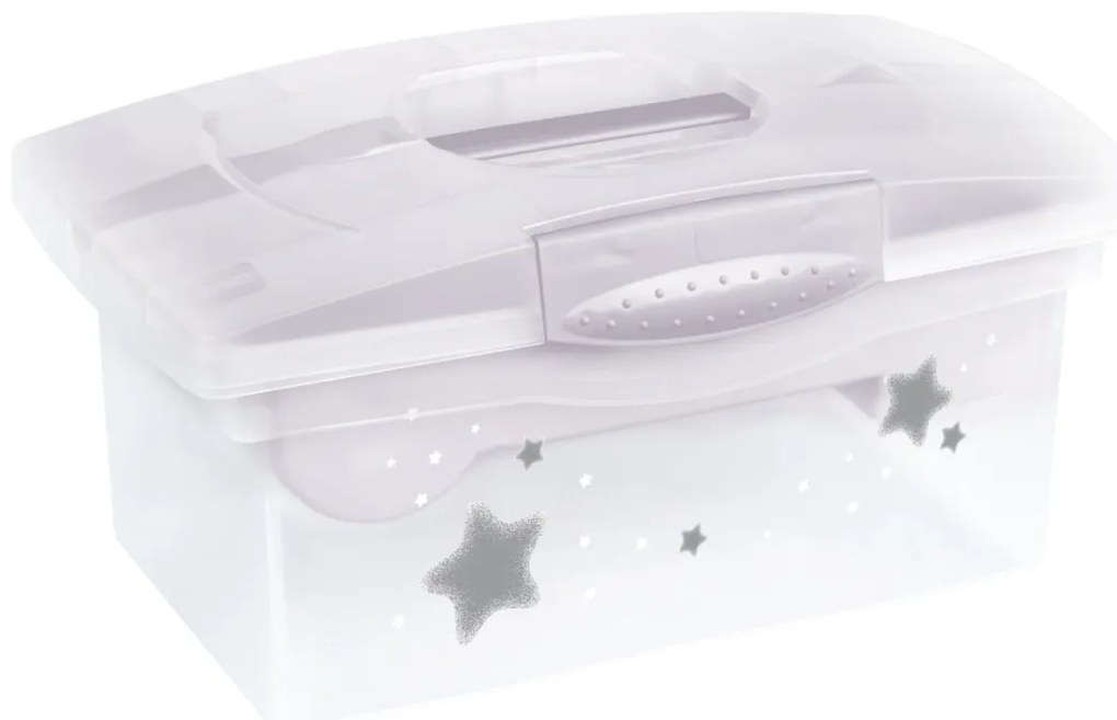Přenosný box s organizérem Baby Star Baby Nellys, transparentní/bílá