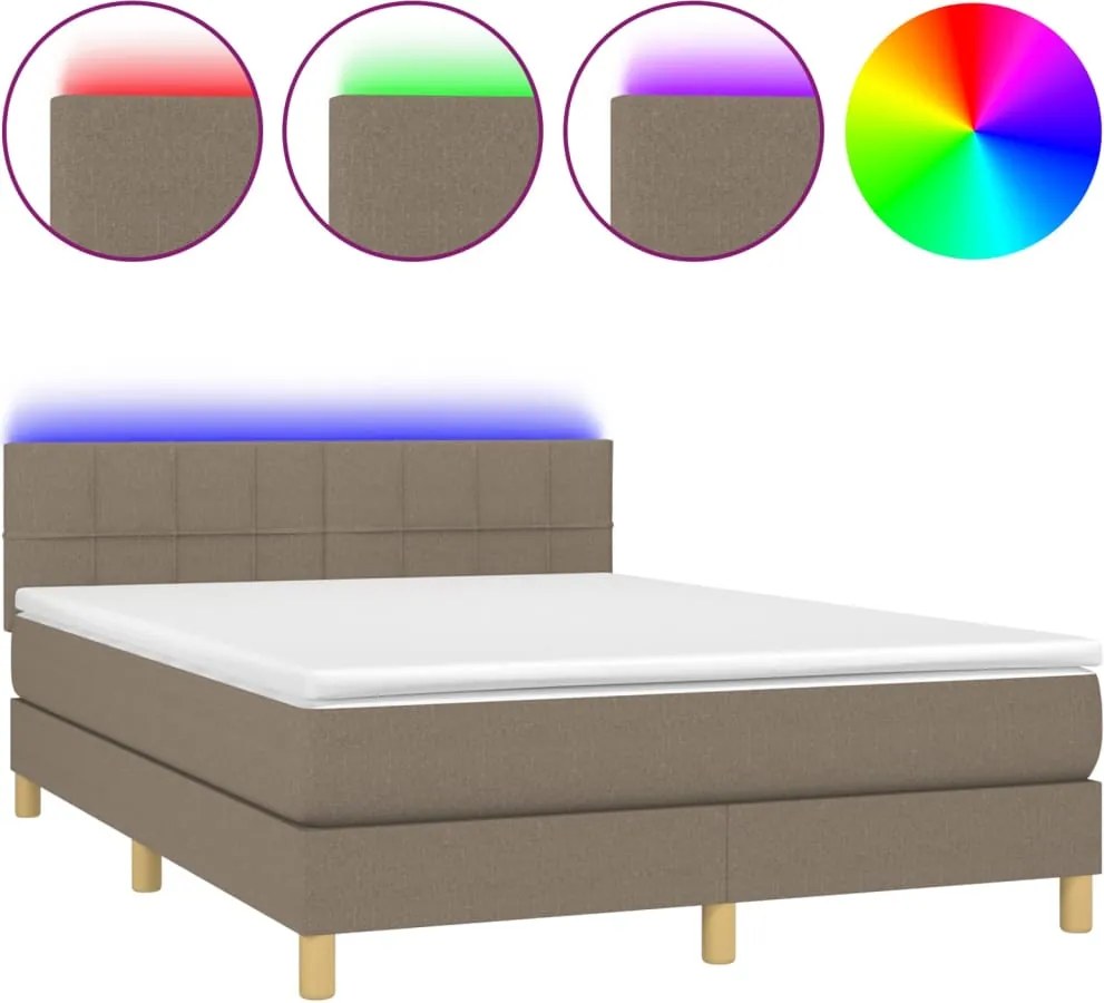 Box spring postel s matrací a LED taupe 140x190 cm textil 3133713
