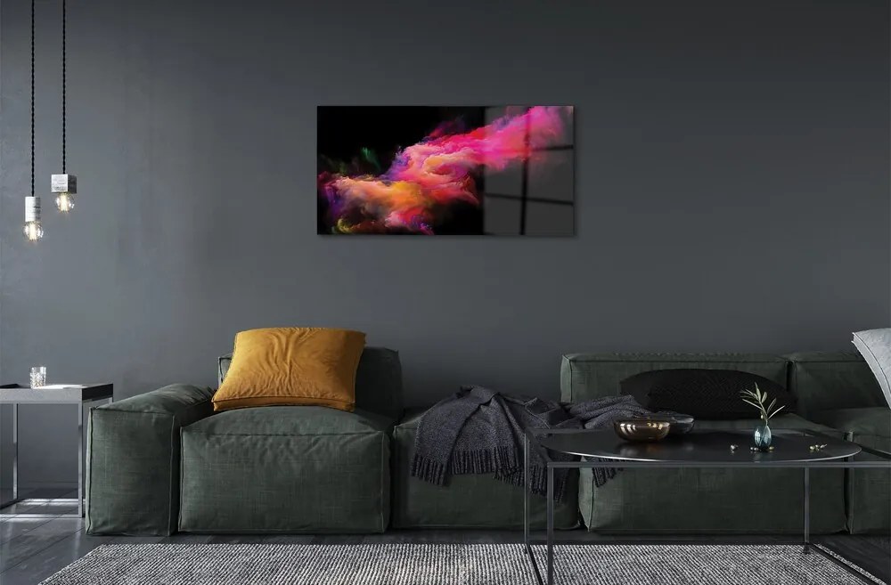 Obraz na skle růžová fraktály 100x50 cm