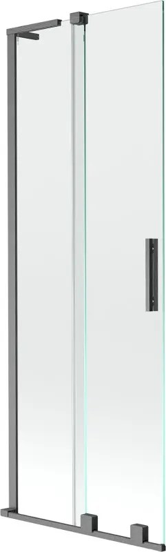 Mexen Velar L, 2-křídlová posuvná vanová zástěna 75 x 150 cm, 8mm čiré sklo, broušený grafit, 896-075-003-01-66