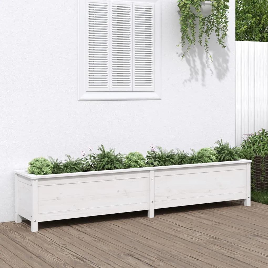 Zahradní vyvýšený záhon bílý 199,5x40x39 cm masivní borovice - Default Title