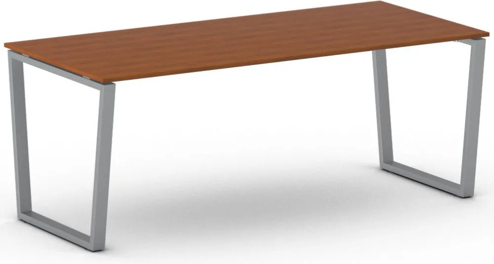 Kancelářský stůl PRIMO IMPRESS, 200x90 cm, šedostříbrná podnož, třešeň