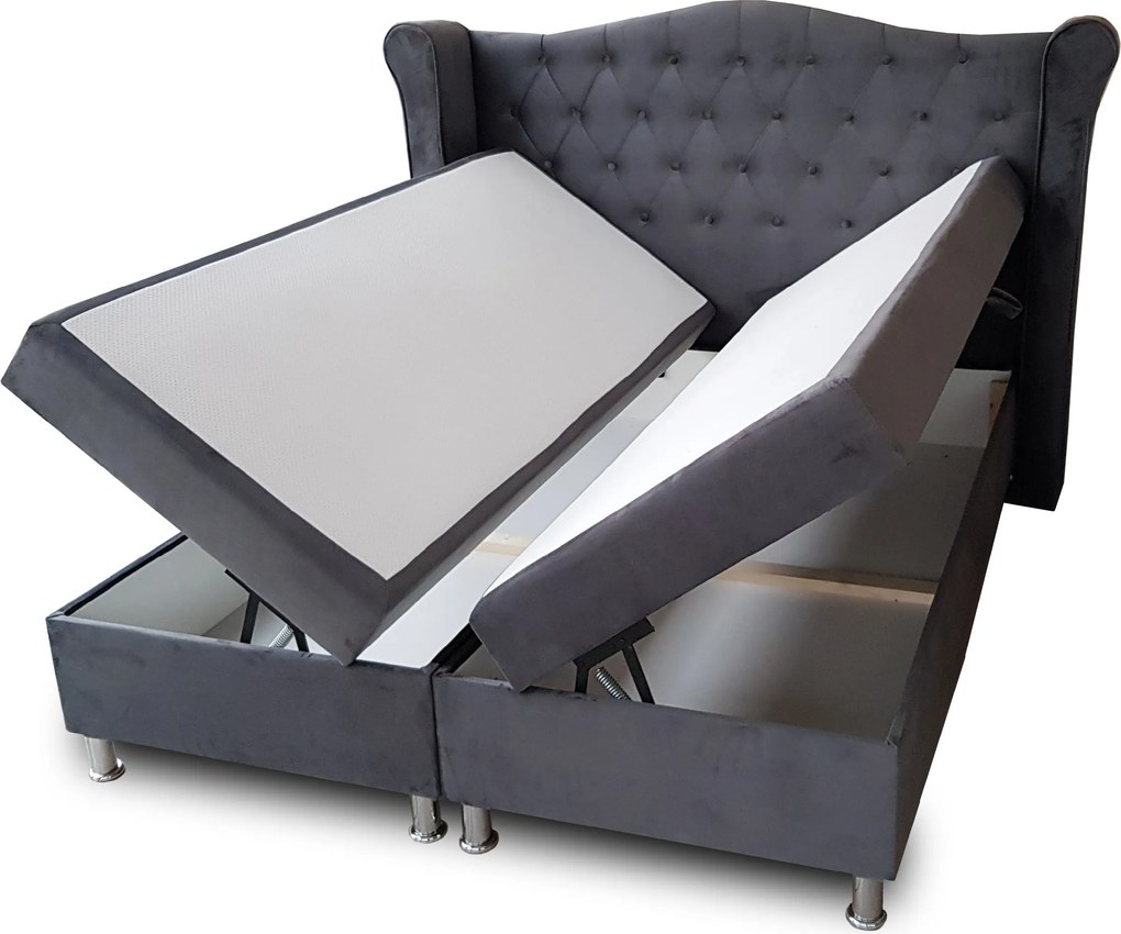SFAB Kontinentální čalouněná postel SATURN (180x200 cm) Barva látky: Tmavě šedá (Monolith 97)