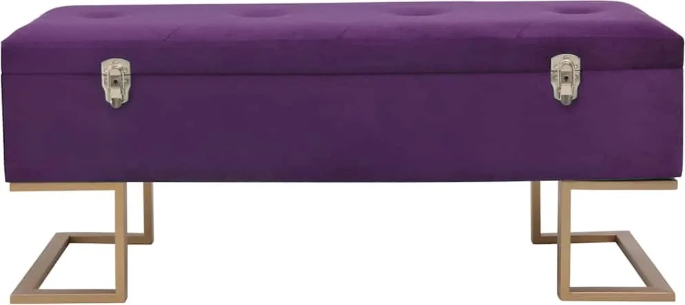 Lavice s úložným prostorem 105 cm fialová samet 247572