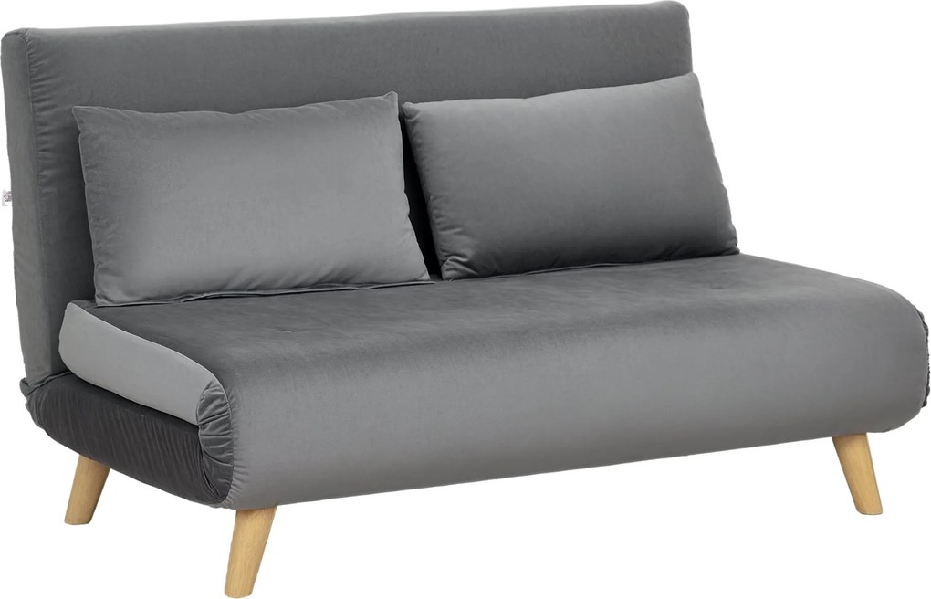 HOMCOM 3 v 1 rozkládací gauč 130 x 78 cm, pohovka s funkcí postele, skládací pohovka s bederními polštáři, sametový vzhled, nastavitelné opěradlo pro