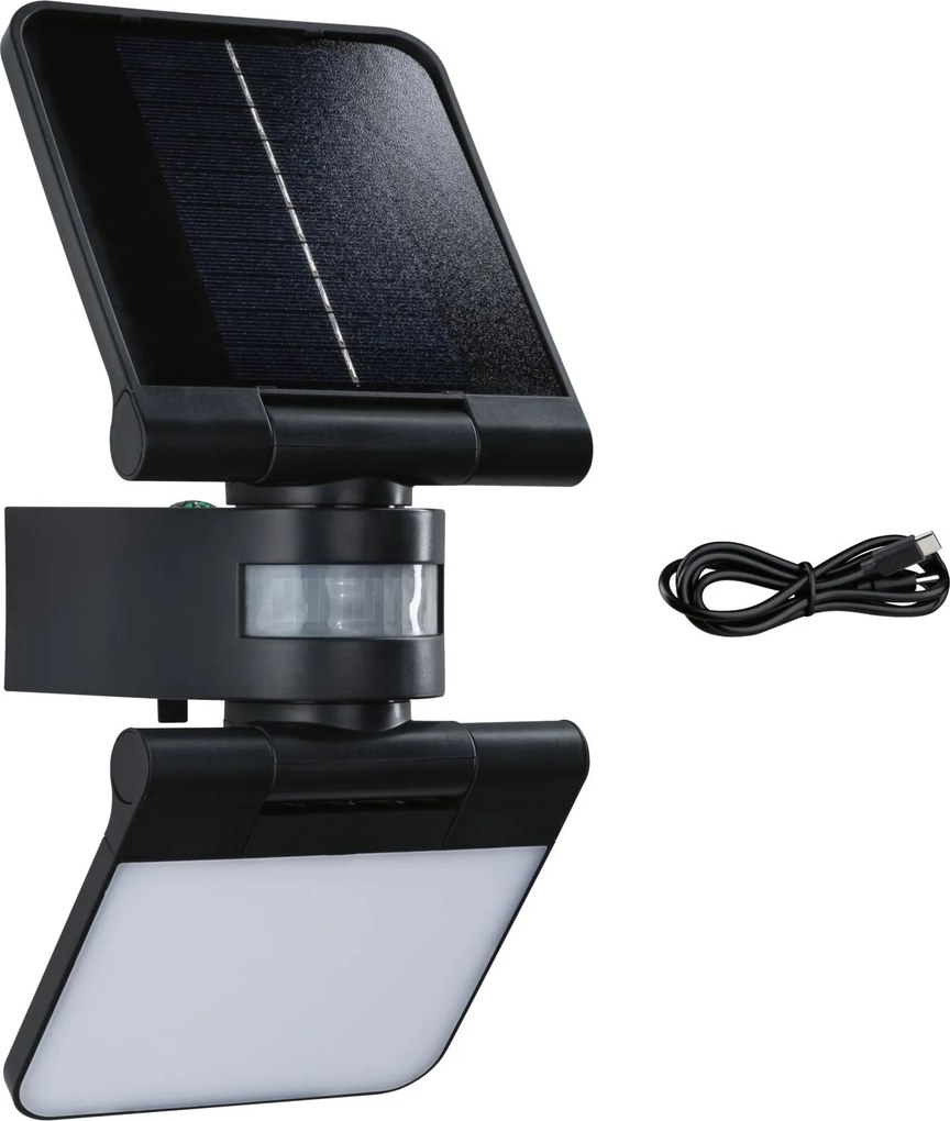 P 94609 Solární LED osvětlení zdí Lesla pohybové čidlo (IR) IP65 hranaté 150x130mm 3000K 12,5W antracit umělá hmota - PAULMANN