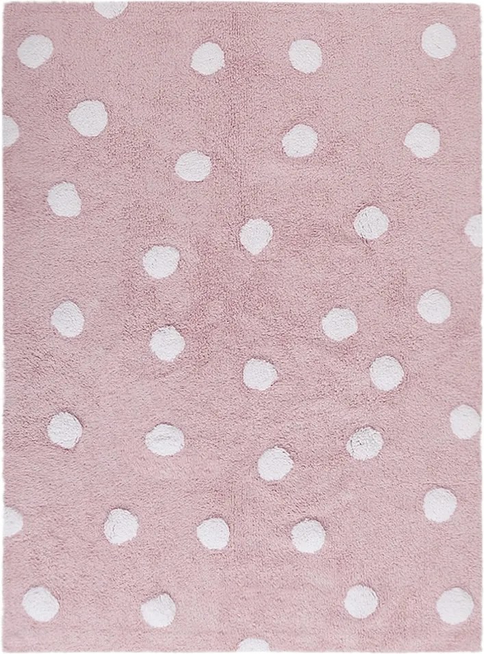 Lorena Canals koberce Pro zvířata: Pratelný koberec Polka Dots Pink-White 120x160