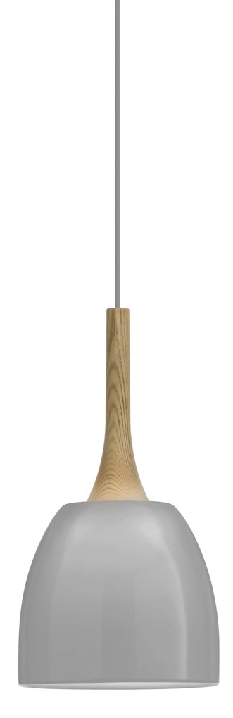 Il Fanale Sombrero, závěsné svítidlo ze dřeva a šedého hliníku, 1x46W E27, prům. 22cm