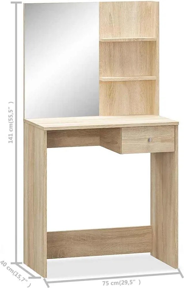 Toaletní stolek kompozitní dřevo 75 x 40 x 141 cm dub 244862