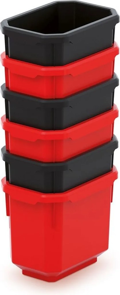 Sada úložných boxů 6 ks TITANIO 11 x 7,5 x 26,3 cm černo-červená