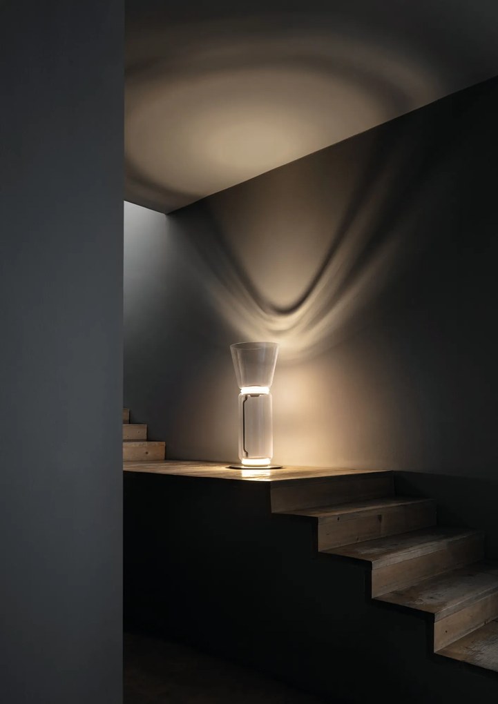Flos Noctambule F1 High Cylinders Cone Small Base, stojací lampa ze skla se stmívačem, 2x9W + 1x18W LED 2700K, výška 91cm